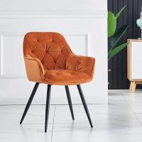 China Modern Velvet Upholstered Dining Chair with Metal Legs for sale