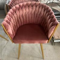 China Modern Velvet Upholstered Dining Chair with Gold Metal Legs for sale