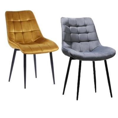 China Custom Velvet Upholstered Dining Chair with Metal Legs for sale