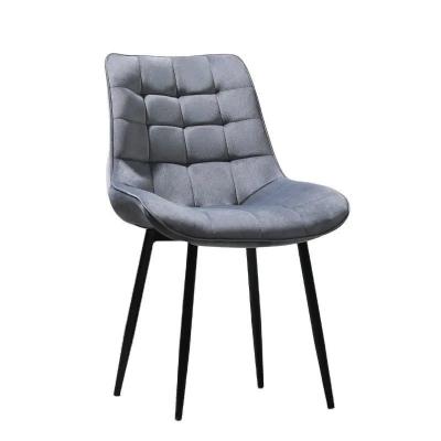 China Modern Grey Velvet Tufted Dining Chair with Metal Frame for sale