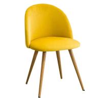 China Modern Sage Green Boucle Upholstered Dining Chair with Metal Legs for sale