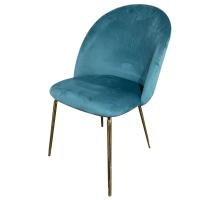 China Modern Sage Green Boucle Upholstered Dining Chair with Metal Legs for sale