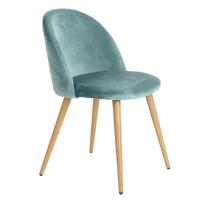 China Modern Sage Green Boucle Upholstered Dining Chair with Metal Legs for sale