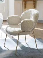 China Minimalist Boucle Fabric Dining Chair with Iron Legs for sale