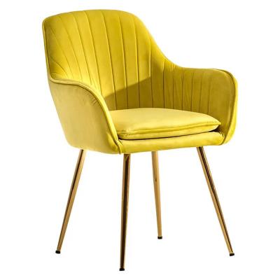 China Modern Velvet Dining Chair with Gold Metal Legs for sale
