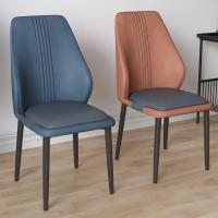 China Modern Upholstered Dining Chair Synthetic Leather Metal Legs for sale