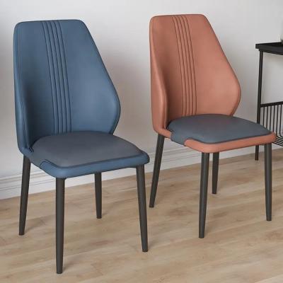 China Modern Upholstered Dining Chair Synthetic Leather Metal Legs for sale