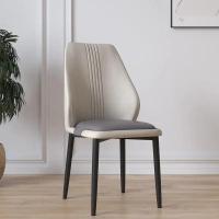 China Modern Upholstered Dining Chair Synthetic Leather Metal Legs for sale