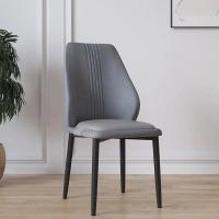 China Modern Upholstered Dining Chair Synthetic Leather Metal Legs for sale