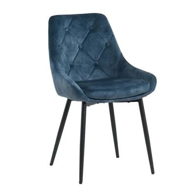 China Modern Blue Velvet Dining Chair with Metal Legs for sale