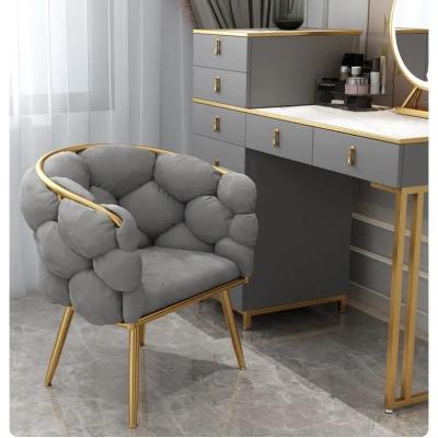China Modern Velvet Tufted Dining Chair with Metal Legs - Beige for sale