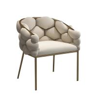 China Modern Velvet Tufted Dining Chair with Metal Legs - Beige for sale