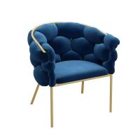 China Modern Velvet Tufted Dining Chair with Metal Legs - Beige for sale