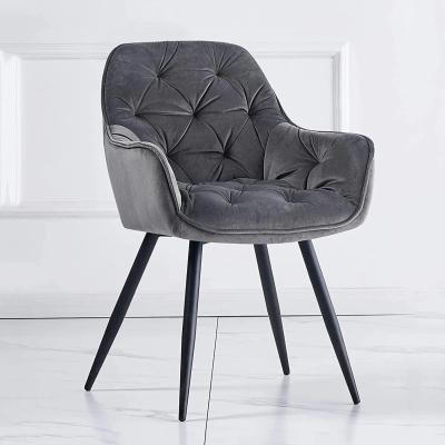 China Nordic Velvet Upholstered Dining Chair with Metal Legs for sale