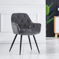 China Nordic Velvet Upholstered Dining Chair with Metal Legs for sale