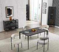 China Adjustable Fabric Upholstered Dining Chair with Metal Legs for sale