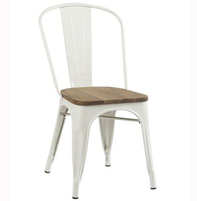 China Stackable Metal Dining Chair with Wooden Seat for Commercial Use for sale