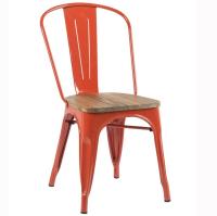 China Stackable Metal Dining Chair with Wooden Seat for Commercial Use for sale