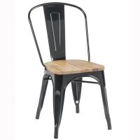 China Stackable Metal Dining Chair with Wooden Seat for Commercial Use for sale