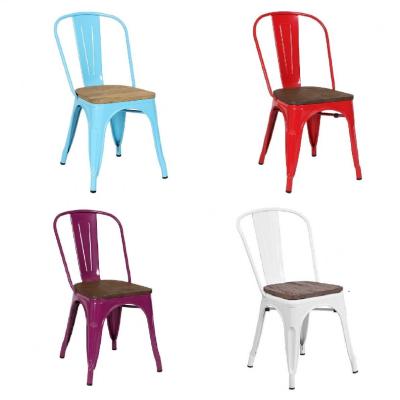 China Stackable Metal Dining Chair with Elm Cushion Contemporary Design for sale