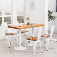 China Stackable Metal Dining Chair with Elm Cushion Contemporary Design for sale