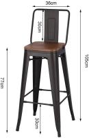 China Industrial Metal Bar Stools with Solid Wood Seat - Black for sale