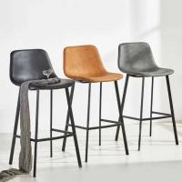 China Commercial PU Leather Bar Stools with Iron Legs for sale