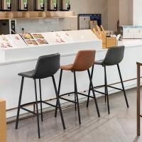China Commercial PU Leather Bar Stools with Iron Legs for sale