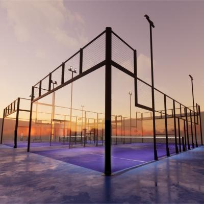 China Professional Padel Court 10x20m with 12mm Tempered Glass and 200W LED Lighting - Custom Outdoor Sports Facility for sale
