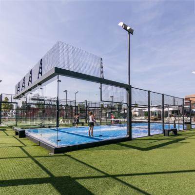 China Panoramic Padel Court 10x20m with 12mm Tempered Glass and 200W LED Flood Lights for Professional Sports Facilities for sale