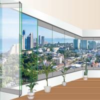 China Frameless Glass Folding Sliding Doors 8mm 10mm 12mm Thickness Custom Size Energy Efficient Safety Tempered Glass for sale