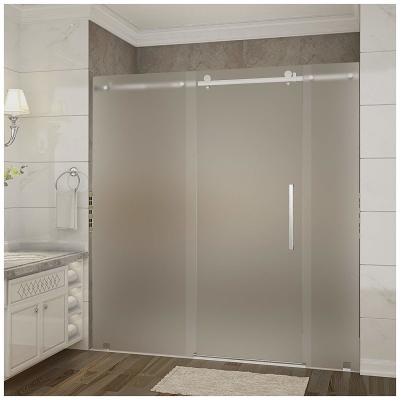 China Custom Privacy Frosted Glass Shower Doors 3mm-19mm Safety Tempered Bathroom Sliding Barn Doors for sale