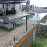 China 10mm 12mm Frameless Glass Balustrade with Spigots - Tempered Safety Glass for Balcony and Staircase Railings for sale