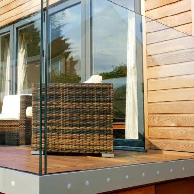 China Frameless Deck Glass Railing 4+4mm to 8+8mm Outdoor Tempered Laminated Balustrade System for sale