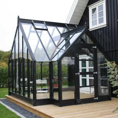 China Herringbone Roof Tempered Glass Sunroom with 2.6m Clear Height and 4-12mm Glass Options - Aluminum Frame Windproof Design for sale
