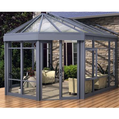 China Outdoor Glass Sunroom with Laminated Tempered Glass Curved Roof and Aluminum Frame - 4mm to 12mm Glass Options for sale