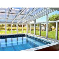 China Heat Preservation Clear Laminated Glass Greenhouse 4-12mm Thickness Inclined Roof Sunroom for Swimming Pool Enclosure for sale