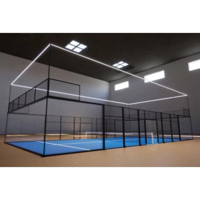 China 10×20m Panoramic Padel Court with 12mm Tempered Glass & LED Lighting for Sports Facilities for sale