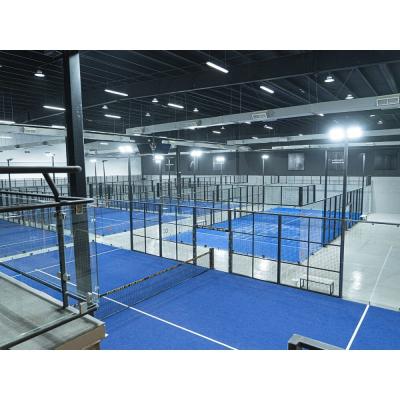 China Professional Indoor Padel Court with 12mm Tempered Glass and 200W LED Lighting - Custom 10x20m & 6x20m Sizes Available for sale