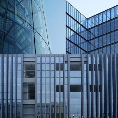China Office Building Curtain Wall Glass System - Transparent Hollow Glass with 6-12mm Thickness Options, UV Protection & Sound Insulation for sale