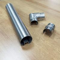 China 304 Stainless Steel Slotted Handrail Tube for Glass Railing Systems - Round and Square Shapes with Custom Finishes for sale