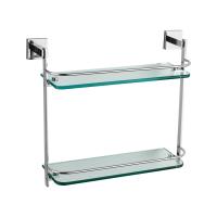 China 4mm 5mm 6mm 8mm Tempered Glass Corner Shower Shelf with Polish Edge - Custom Cut-to-Size Safety Glass Holder for sale