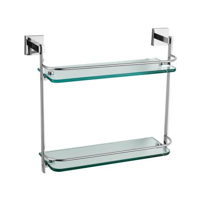 China 4mm 5mm 6mm 8mm Tempered Glass Corner Shower Shelf with Polish Edge - Custom Cut-to-Size Safety Glass Holder for sale