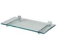 China 4mm-12mm Tempered Glass Bathroom Shelf with Stainless Steel Railing - Custom Cut to Size for sale