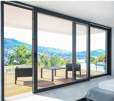 China Custom Powder Coated Aluminium Frame Patio Door Aluminum Double Glass Sliding Door for sale