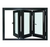 China Balcony Folding Bifold Windows 3 Panel Tempered Glass Aluminium Profile Powder Coated for sale