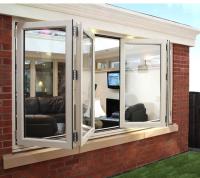 China Balcony Folding Bifold Windows 3 Panel Tempered Glass Aluminium Profile Powder Coated for sale