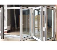China Balcony Folding Bifold Windows 3 Panel Tempered Glass Aluminium Profile Powder Coated for sale