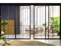 China Automatic Sliding Door System Interior Narrow Frame Trackless Aluminum Alloy Sound Insulation Glass Sliding Doors for sale