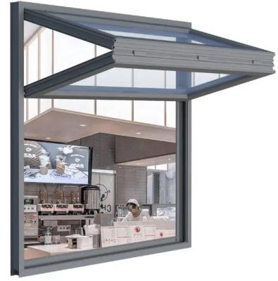 China Glass Restaurant Bar Store Vertical Aluminium Fold Up Windows with Tempered and Insulating Glass for sale